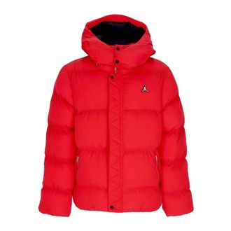 Nike Jordan Feuerrote/Schwarze Pufferjacke - - Sport - Herren - Rot - M
