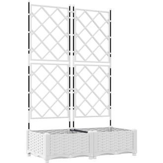 vidaXL Vidaxl - Bac &agrave; fleurs avec Treillis Blanc 80 x 40 x 125.5 cm pp