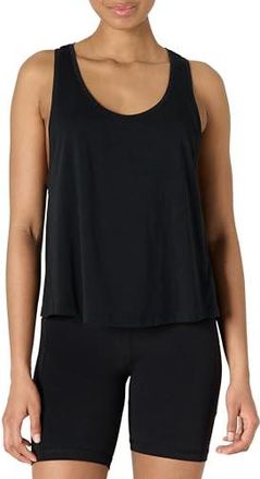 Amazon Essentials Débardeur dEntraînement et de Yoga à Emmanchures Larges et Dos Nageur en Coton Doux Adapté aux Activités Physiques, Coupe Décontractée Femme, Noir, XX