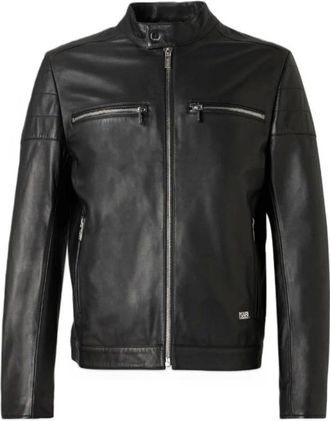Karl Lagerfeld Homme, Vestes, Noir, Taille: L Veste en cuir avec d&eacute;tails argent&eacute;s
