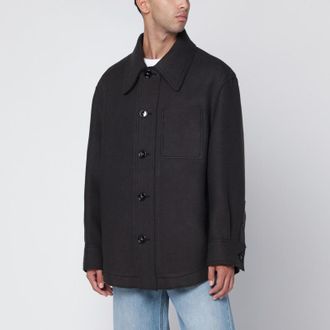 Ami Anthracite grey wool shirt with pockets