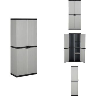 vidaXL Armoire de rangement de jardin 3 &eacute;tag&egrave;res Gris/noir 68x40x168cm - Meuble De Jardin - Armoire Ext&eacute;rieure - Rangement Ext&eacute;rieur - Placard De Jardin