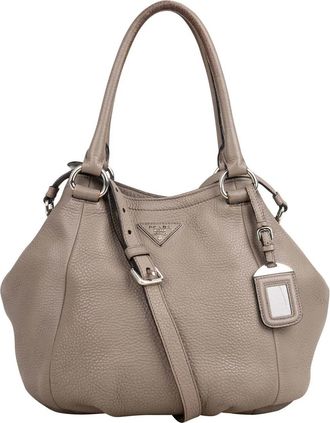 Prada Crossbody Bags - Prada Grey Leather Vitello Handbag - Gr. unisize - in Bunt - für Damen