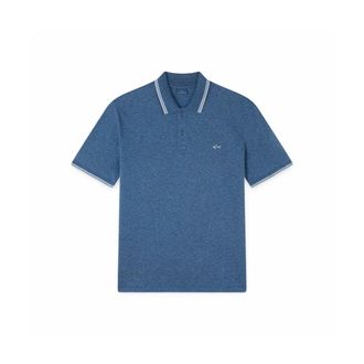 Paul & Shark Homme, Tops, Bleu, Taille: 2XL Polo en coton piqué jaspé avec finitions rayées