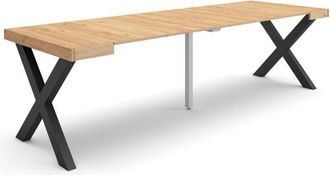 Skraut Home Skraut Home - Ausziehbarertisch, Multifunktionaler ausziehbarer, 260, F&uuml;r 12 G&auml;ste, Massivholz Beine, Moderner Stil, Eiche