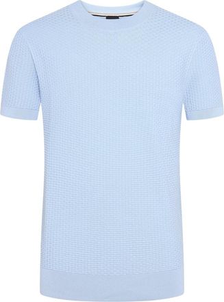 HUGO BOSS Strick-T-Shirt aus Baumwolle mit Rundhalsausschnitt in