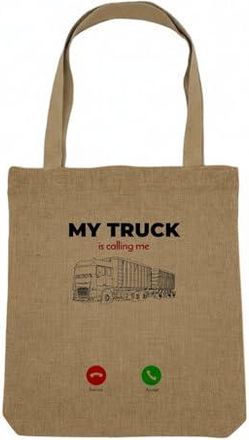 Fabulous Sac Shopping Tote Bag Aspect Lin - My Truck Is Calling Me Passion Travel - Sac de Courses Toile Epaisse 360g Beige Naturel Cabas Port&eacute; Epaule Solide I