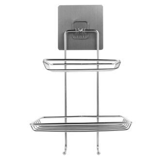 Aboofan Doppelst&ouml;ckiger Edelstahl Seifenhalter mit Saugnapf und Ablauf Wandmontage f&uuml;r Bad und K&uuml;che Seifenschale f&uuml;r Seife und Schwamm Bohrfrei und Rostfrei