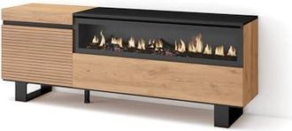 Skraut Home | TV-Schrank, Lowboard | f&uuml;r Wohnzimmer und Esszimmer | 150x57x35cm | F&uuml;r TV-Ger&auml;te bis zu 65 | Elektrokamin. | Industriedesign | Moderner Stil | Eich