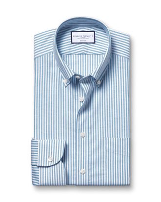 CHARLES TYRWHITT B&uuml;gelfreies Stretch-Oxfordhemd - K&ouml;nigsblau Knopfmanschette