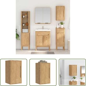 vidaXL Holz Wandschrank - Badezimmer-Wandschrank mit T&uuml;r FLORO Wachsbraun 35 x 30 x 60 cm