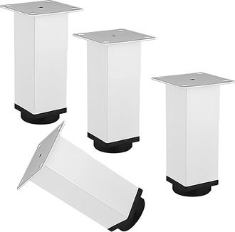 Generic 10 cm Hohe M&ouml;belf&uuml;&szlig;e F&uuml;r K&uuml;che, Tisch, Stuhl, Schreibtisch, Schrank, 4er-Set Metall-Schrankf&uuml;&szlig;e Mit Rutschfester Unterseite Und Verstellbarer Fu&szlig;kappe