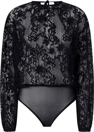 Pinko Pinko, Femme, Tops, Noir, Taille: 36 FR Body &agrave; Manches Longues en Dentelle Florale