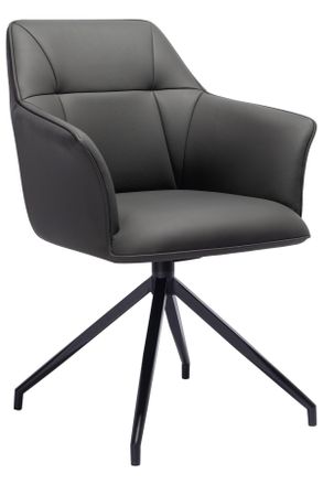 Novel Armlehnstuhl, Grau, Dunkelgrau, Metall, Leder, Echtleder, Rindleder, Drehkreuz, 60x85x62 cm, Typenauswahl, Sitzfl&auml;che 180&deg; drehbar, Esszimmer, St&uuml;hle,