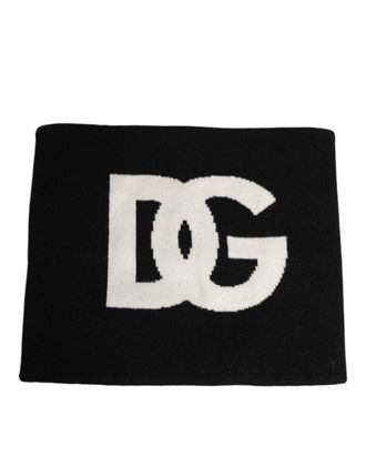 Dolce & Gabbana Black D&g Logo Cashmere Knitted Men One Size Scarf And White 01+pa+ws