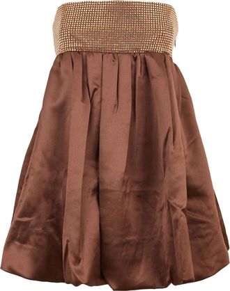 Retrofête robe courte Delfina à perles - Marron