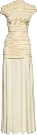 Self Portrait Femme, Robes, Jaune, Taille: 38 FR Jersey Draped Maxi Dress