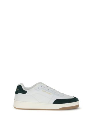 Saint Laurent Mens Sneakers Sl61 White-Bottle Upper: Calf Leather Trainers White/bottle