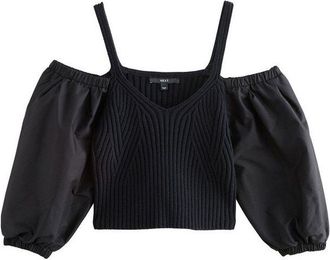 Next Strickpullover Schulterfreies Stricktop mit Volumenärmeln (1-tlg)