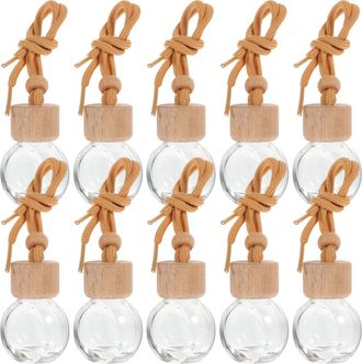 Soimiss 10 Stück Transparente Auto Duftflaschen mit Rundkappe Leichte Ätherische Öl Anhänger Kompakte Hängedekoration für Auto Diffuser Zubehör