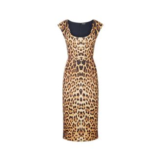 Roberto Cavalli Midi Kleid mit Jaguar Skin Print - - Dresses - Damen - Braun - XL