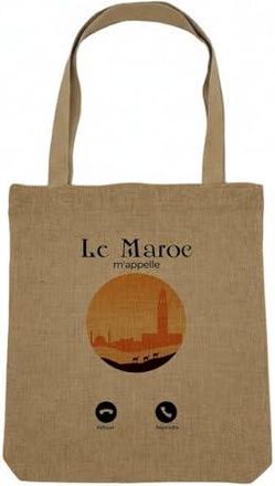 Fabulous Sac Shopping Tote Bag Aspect Lin - Le Maroc MAppelle Paysages Voyage - Sac de Courses Toile Epaisse 360g Beige Naturel Cabas Port&eacute; Epaule Solide Impri