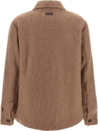 PESERICO Boucl&eacute; Wool-Mohair Overshirt - Hazelnut