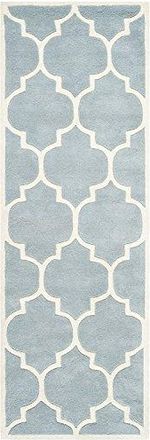 Safavieh Zeitgenössische Teppich für Wohnzimmer, Esszimmer, Schlafzimmer - Chatham Collection, Kurzer Flor, Blau und Elfenbein, 69 X 213 cm