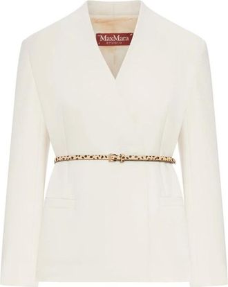 Max Mara Femme, Vestes, Beige, Taille: 36 FR Veste en cady crois&eacute;e avec ceinture
