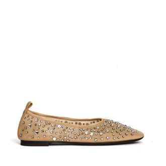 Tory Burch Kristallverzierte Silberne Ballerinas - - Shoes - Damen - Beige - 39 EU