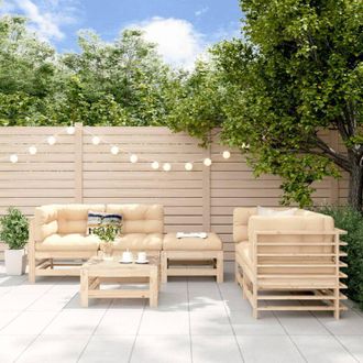 vidaXL 6-tlg. Garten-Lounge-Set Massivholz Kiefer - Vidaxl