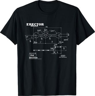 Meccano Erector Modell Werkzeuge Schraubenschl&uuml;ssel Technische Zeichnung Retro T-Shirt