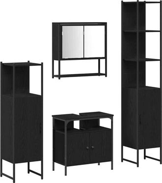 vidaXL Vidaxl - Ensemble de mobilier de salle de bain 4 pcs Chêne noir