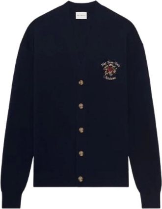 Dr&ocirc;le de Monsieur Femme, Pulls, Bleu, Taille: 42 FR Le Cardigan Slogan Rose