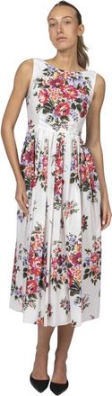 Dolce & Gabbana Femme, Robes, Multicolore, Taille: 36 FR Flower Bouquet-Print Cotton Dress