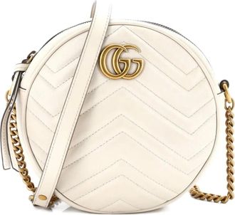 Gucci GG Marmont Round Shoulder Bag Matelasse Leather Mini crossbody bag - Wei&szlig;