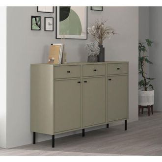 Furnix Kommode Tonkin 827 Sideboard mit drei Türen & drei Schubladen Metallbeine Grün - Furnix