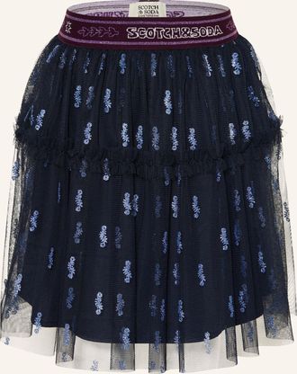 Scotch & Soda T&uuml;llrock Mit Glitzergarn Und R&uuml;schen blau