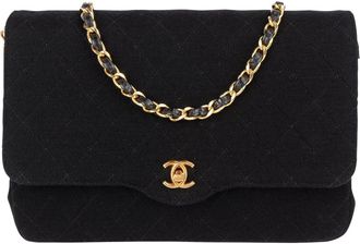 Chanel Crossbody Bags - Chanel Quilted Cotton 24K Gold Single Flap Shoulde - Gr. unisize - in Schwarz - f&uuml;r Damen