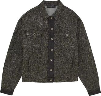 Patrizia Pepe Femme, Vestes, Noir, Taille: 38 FR Veste en jean orn&eacute;e de cristaux