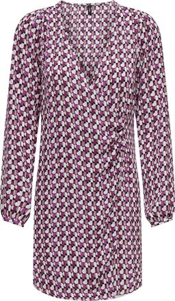 Only Damen Onlalma Life Poly L/S Gina Dress Kleid, Magenta Purple/AOP:584 Posh, X-Large