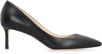 Jimmy Choo London Womens Leather Pumps Romy 60 Black Kidskin High Heel Shoes