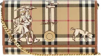 Burberry Portefeuille en toile imprim&eacute;e - Femme - Sacs - Beige - Taille: ONE Size