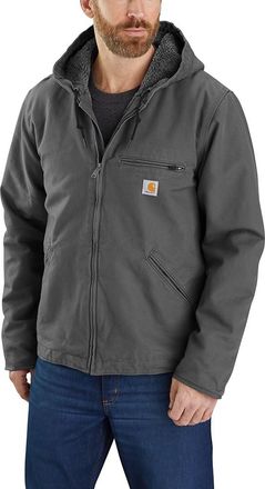 Carhartt Work in Progress Herren Jacke mit lockerer Passform, gewaschene Ente, Sherpa-Futter, Kiesfarben, XXL Gro&szlig; Hoch