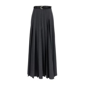 Self Portrait Femme, Jupes, Gris, Taille: 36 FR Jupe Maxi Pliss&eacute;e