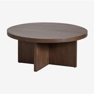 Sklum Table basse en bois mindi (Ø80 cm) Leidam SKLUM Marron Bois Foncé