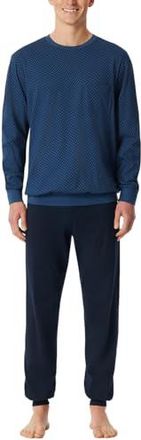 Schiesser Herren Schlafanzug Lang mit B&uuml;ndchen-Nightwear Set Ensemble de Pijama, Bleu Atlantique_181156, 54 Hommes