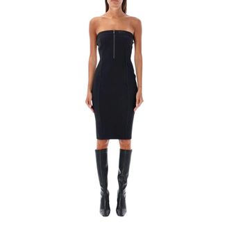 Coperni Schwarzes Baumwoll&auml;rmelloses Figurbetontes Kleid - - Dresses - Damen - Schwarzk - S