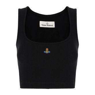 Vivienne Westwood Femme, Tops, Noir, Taille: 42 FR Orb Rib Crop Top