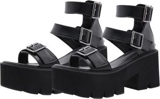 BESPORTBLE Sandales &agrave; Semelle &Eacute;paisse Noires pour Femme Talons Hauts Carr&eacute;s Antid&eacute;rapants Tige Ajour&eacute;e Respirante Pointure 41 Chaussures Estivales &Eacute;l&eacute;gantes pour